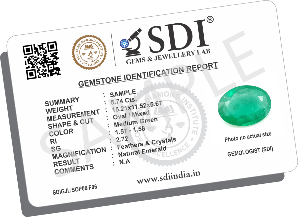 GEMSTONE IDENTIFICATION REPORT – sdiindia – solitaire diamond institute